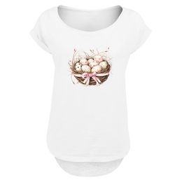 F4NT4STIC T-Shirt 'Osterei Nest Korb Dekor' Damen Gr&ouml;&szlig;e M beige / braun / pink / wei&szlig;