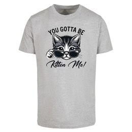 F4NT4STIC T-Shirt 'K&auml;tzchen You Gotta Be Kitten Me!' Herren Gr&ouml;&szlig;e XL basaltgrau / graumeliert / schwarz