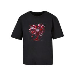 F4NT4STIC Shirt 'Herz Baum Aquarell Druck' female Black size XS