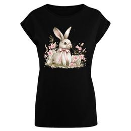 F4NT4STIC T-Shirt 'Niedlicher Osterhase mit Blu' Damen Gr&ouml;&szlig;e XL hellgrau / rosa / schwarz