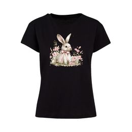 F4NT4STIC Shirt 'Niedlicher Osterhase Mit Blumen' female Black size XXL
