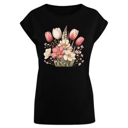 F4NT4STIC T-Shirt 'Rosa Wei&szlig;er Fr&uuml;hlingsblustrau&szlig;' Damen Gr&ouml;&szlig;e XL mischfarben / schwarz