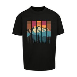 F4NT4STIC T-Shirt 'Berg Sonnenuntergang Retro' Herren Gr&ouml;&szlig;e S mischfarben / schwarz