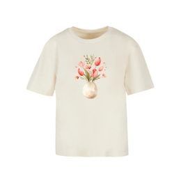 F4NT4STIC T-Shirt 'Rosa Fr&uuml;hlingsblustrau&szlig; In Vase' Damen Gr&ouml;&szlig;e XS sand / mischfarben