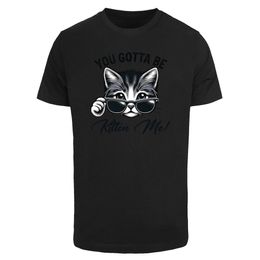 F4NT4STIC T-Shirt 'K&auml;tzchen You Gotta Be Kitten Me!' Herren Gr&ouml;&szlig;e XS grau / schwarz / wei&szlig;