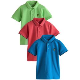 next Poloshirt Jungen Gr&ouml;&szlig;e 176 blau / hellgr&uuml;n / hellrot