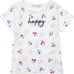 MINOTI Shirt 'HAPPY POM POMS' girl White size 104/110
