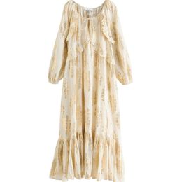 next Kleid Damen Gr&ouml;&szlig;e 36 hellbeige / gold Winterkleid