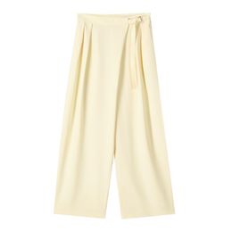 Bershka Pleat-Front Pants female Yellow size 44