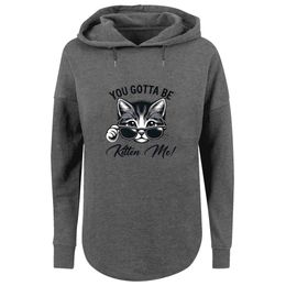 F4NT4STIC Sweatshirt 'K&auml;tzchen You Gotta Be Kitten Me!' Damen Gr&ouml;&szlig;e XS dunkelgrau / schwarz / wei&szlig;