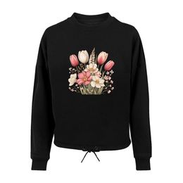 F4NT4STIC Sweatshirt 'Rosa wei&szlig;er Fr&uuml;hlingsblumenstrau&szlig;' female Black size XS