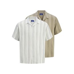 Jack & Jones Jack & Jones Button Up Shirt 'JOREaster Patras' male Beige, White size M