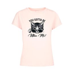 F4NT4STIC T-Shirt 'K&auml;tzchen You Gotta Be Kitten Me!' Damen Gr&ouml;&szlig;e M rosa / schwarz / wei&szlig;