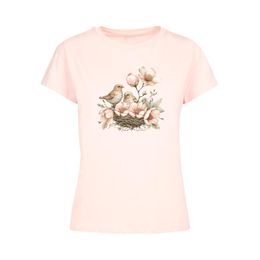 F4NT4STIC T-Shirt 'Vogelnest Blu' Damen Gr&ouml;&szlig;e L beige / braun / gr&uuml;n / pink