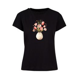 F4NT4STIC Shirt 'Rosa Fr&uuml;hlingsblumenstrau&szlig; In Vase' female Black size XS