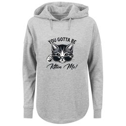 F4NT4STIC Sweatshirt 'K&auml;tzchen You Gotta Be Kitten Me!' Damen Gr&ouml;&szlig;e XL graumeliert / schwarz / wei&szlig;