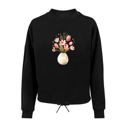 F4NT4STIC Sweatshirt 'Rosa Fr&uuml;hlingsblustrau&szlig; in Vase' Damen Gr&ouml;&szlig;e XL beige / gr&uuml;n / pink / schwarz