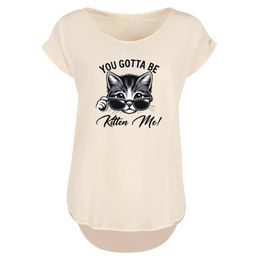 F4NT4STIC T-Shirt 'Kätzchen You Gotta Be Kitten Me!' Damen Größe XXL sand / schwarz / weiß