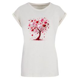 F4NT4STIC T-Shirt 'Herz Baum Aquarell Druck' Damen Gr&ouml;&szlig;e 5XL ecru / pink / wei&szlig;
