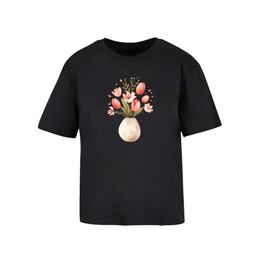 F4NT4STIC Shirt 'Rosa Fr&uuml;hlingsblumenstrau&szlig; in Vase' female Black size XS