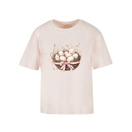 F4NT4STIC T-Shirt 'Osterei Nest Korb Dekor' Damen Gr&ouml;&szlig;e M nude / braun / pink
