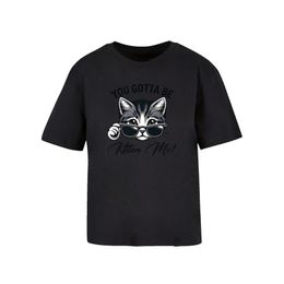 F4NT4STIC T-Shirt 'K&auml;tzchen You Gotta Be Kitten Me!' Damen Gr&ouml;&szlig;e M grau / schwarz / wei&szlig;