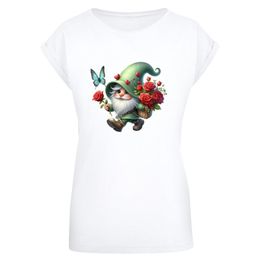 F4NT4STIC Shirt 'Gnom Fr&uuml;hling Blumen Schmetterling' female White size XXXL