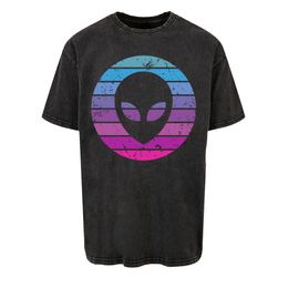 F4NT4STIC T-Shirt 'Alien Kopf' Herren Gr&ouml;&szlig;e S blau / pink / schwarz