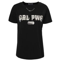 Influencer T-Shirt 'Girl Power' Damen Gr&ouml;&szlig;e M goldgelb / schwarz