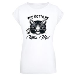 F4NT4STIC T-Shirt 'K&auml;tzchen You Gotta Be Kitten Me!' Damen Gr&ouml;&szlig;e 4XL schwarz / wei&szlig;