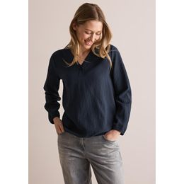 Cecil Damen Langarmbluse, blau, Gr. XXL, unifarben, Stoff, 81% Viskose, 19% Polyamid, Blusen, mit V-Ausschnitt
