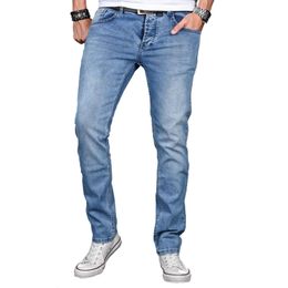 Herren Slim-fit-Jeans "ASLuca", blau, Gr. 38, Alessandro Salvarini, Destroyed-Effekte, leichte Abriebeffekte, Denim/Jeans, Obermaterial: 98%