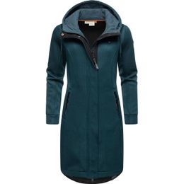 Ragwear Damen Kurzmantel "Letti Long Bonded", blau, Gr. XXL, Rippware, Material: 100% Polyester, M&auml;ntel, &Uuml;bergangsmantel aus Rippstrick mit Kapuze