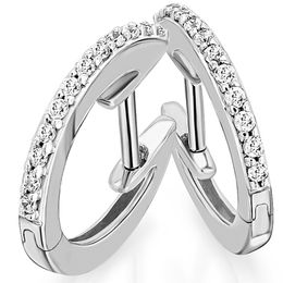 ONE ELEMENT Damen Paar Creolen "0,15 ct Diamant Brillant Ohrringe Creolen aus 585 Wei&szlig;gold", Damen, 0,15 mit Diamant, Diamanten Gold Wei&szlig;gold 585,