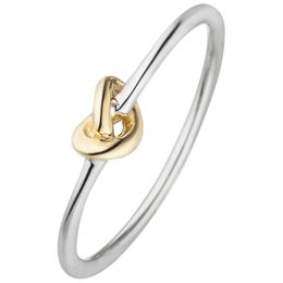 Jobo Damen Fingerring "Knoten", 52, Silber 925 (Sterlingsilber), silber, Silber 925 (Sterlingsilber), Fingerringe, 925 Silber bicolor vergoldet