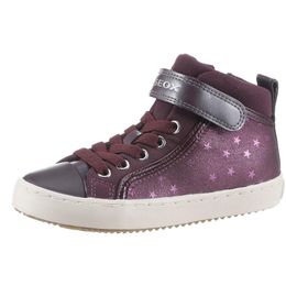 Geox Mädchen Sneaker "J KALISPERA GIRL I", Gr. 25, lila, Lederimitat, Textil, Glitzermuster, Schuhe, High Top Sneaker, Schnürboots, Freizeitschuh mit
