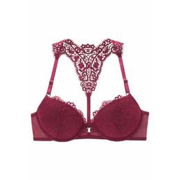 Lascana Damen Push-up-BH "Melissa", Gr. 75, rot, Microtouch, Obermaterial: 60% Polyamid, 35% Polyester, 5% Elasthan, BHs, mit Vorderverschluss &
