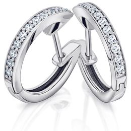 ONE ELEMENT Damen Paar Creolen "0,25 ct Diamant Brillant Ohrringe Creolen aus 585 Wei&szlig;gold", Damen, 0,25 mit Diamant, Diamanten Gold Wei&szlig;gold 585,