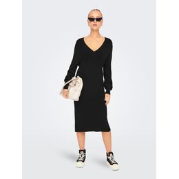 Only Damen Strickkleid "ONLKATIA LS V-NECK DRESS NCA KNT", schwarz, Gr. XS, unifarben, Strick, Obermaterial: 50% Viskose, 27% Nylon, 23% Polyester,