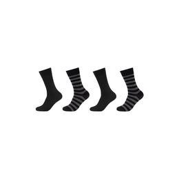 Camano Damen Socken "Socken 4er Pack", Gr. 39, schwarz, 68% Baumwolle 30% Polyamid 2% Elasthan, gestreift, Socken
