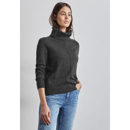 Street One Damen Rollkragenpullover, grau, Gr. 44, Strick, Obermaterial: 37% Baumwolle, 34% Polyacryl, 26% Polyester, 3% Elasthan, Pullover, in