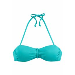 Buffalo Damen Bandeau-Bikini-Top "Happy", blau, Gr. 34, unifarben, Microfaser, Polyamid, Tactel, Bikini-Oberteile, mit geflochtenem Detail