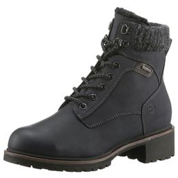 Tamaris Damen Winterboots, Gr. 36, blau, Nubuklederimitat, Textil, unifarben, Schuhe, Blockabsatz, Schnürboots, Winterstiefelette mit Duo