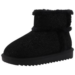 Tom Tailor Mädchen Winterboots, Gr. 37, schwarz, Textil, Glitzer, Schuhe, Plateau, Schlupfboots mit edlem Glitzerdruck