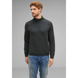 Street One MEN Herren Stehkragenpullover, grau, Gr. XL, unifarben, Web, 100% Baumwolle, Pullover, in Melange Optik