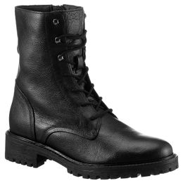 Geox Damen Schnürstiefelette "D HOARA", Gr. 36, schwarz, Nappaleder, Schuhe, Blockabsatz, Schnürboots mit Innenreißverschluss