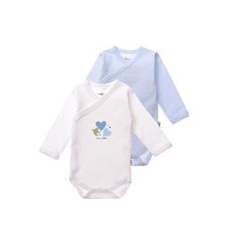Liliput Jungen Wickelbody "little Wonder", Gr. 44, blau, 100% Baumwolle, bedruckt, Bodys, mit niedlichem Print im 2er-Pack