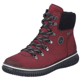 Rieker Damen Winterboots, Gr. 38, rot, Lederimitat, Textil, Schuhe, Schnürboots, Stiefelette, TEX-Membran, mit gepolstertem Schaftrand
