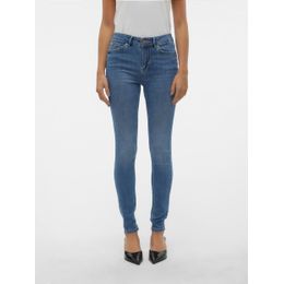 Véro Moda VERO MODA Damen Skinny-fit-Jeans "VMFLASH MR SKINNY JEANS LI347 NOOS", blau, Gr. M, unifarben, Denim/Jeans, Obermaterial: 89% Baumwolle, 9%