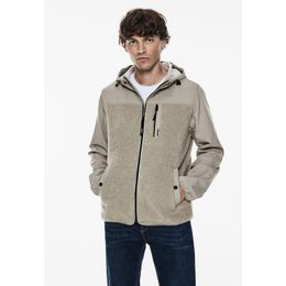 Street One MEN Herren Softshelljacke, beige, Gr. L, unifarben, Stoff, 100% Polyester, Jacken, mit Kapuze